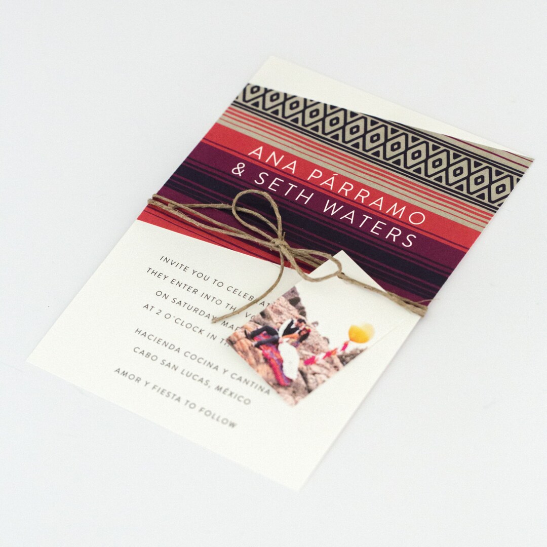 Boho Wedding Invitations Bright and Colorful Sarape Destination ...
