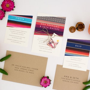 Boho Wedding Invitations Bright and Colorful Sarape Destination ...