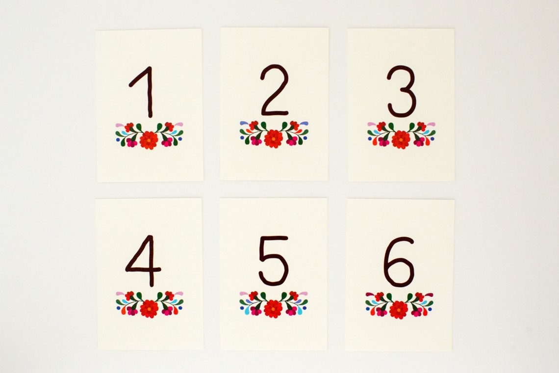 Wedding Table Numbers Colorful Mexican Embroidery Inspired | Etsy