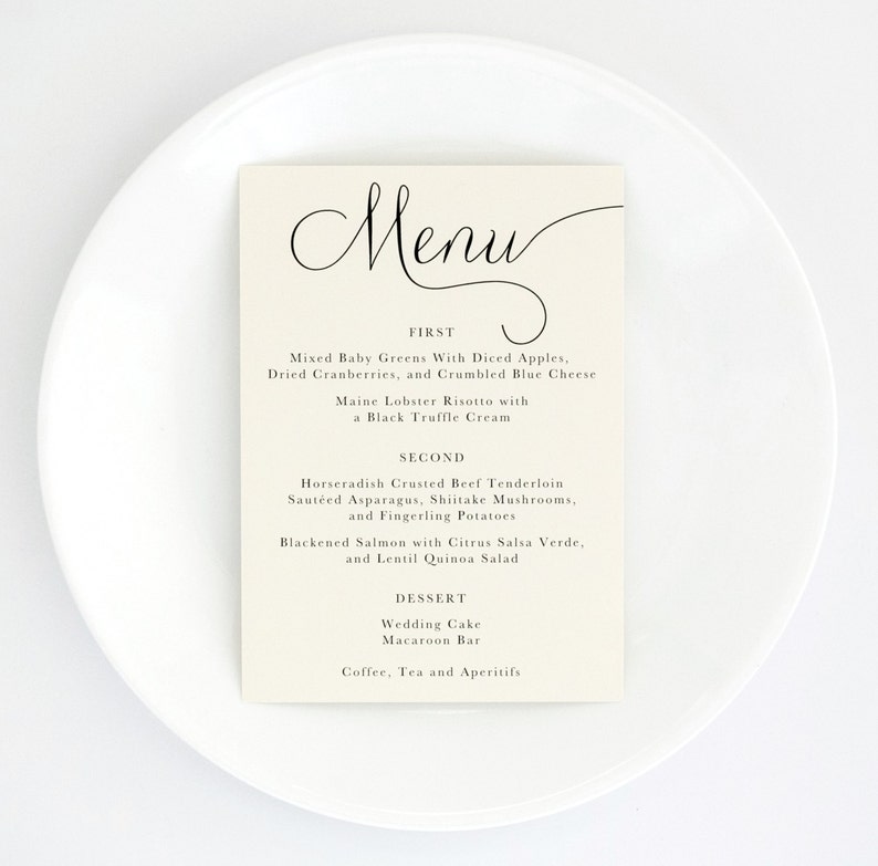 Beautiful Wedding Menus Modern Elegant Classic and Simple | Etsy