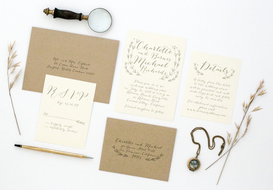 Modern Wedding Invitations Calligraphy Style Intimate - Etsy