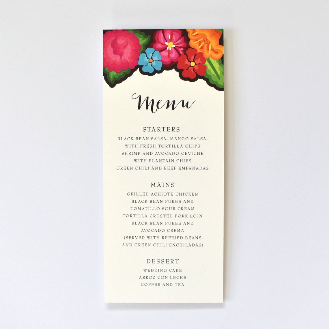 Floral Wedding Menus Colorful Oaxaca Embroidery Inspired | Etsy