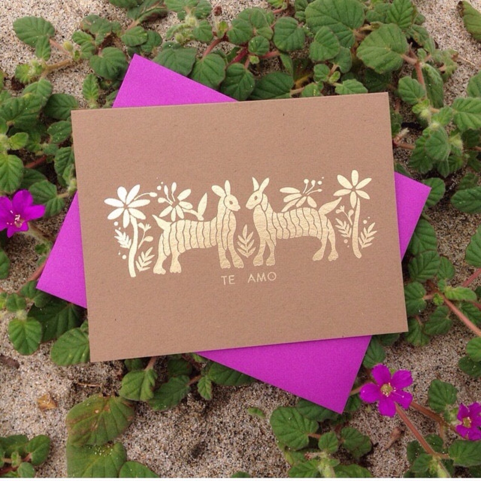 Otomi Gold Foil 'te Amo' Card | Etsy