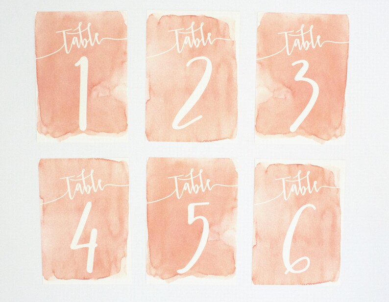 Wedding Table Numbers Coral Ombre Modern Design With Unique - Etsy