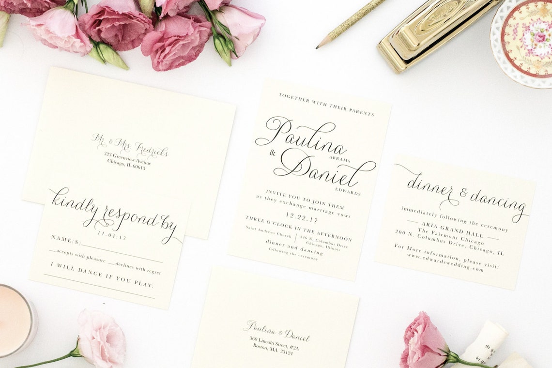 Beautiful Wedding Invitations Modern Elegant Classic and - Etsy Canada
