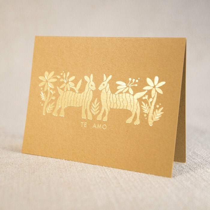Otomi Gold Foil 'te Amo' Card | Etsy