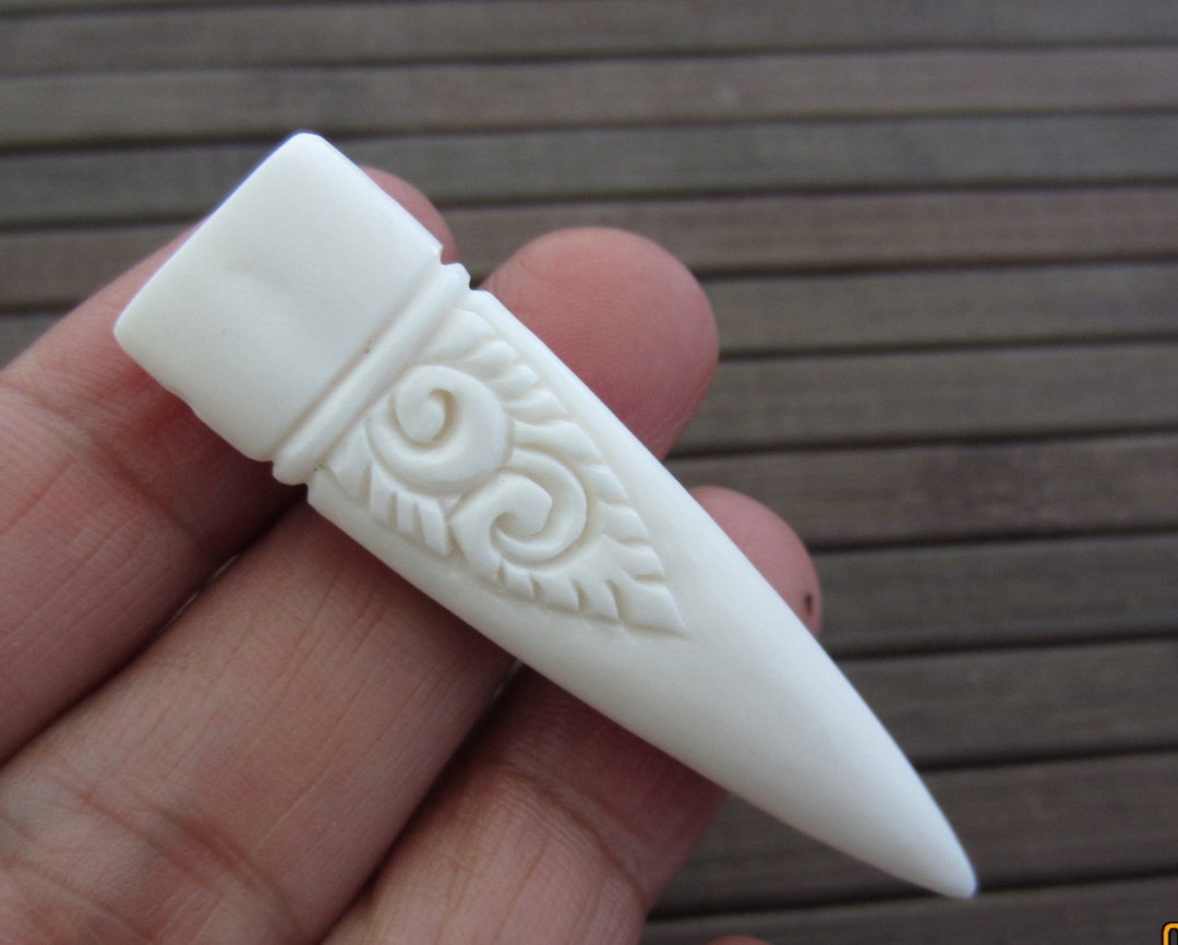 Excellent Hand Carved Engraved Tusk, Buffalo Bone Carving, Pendant ...