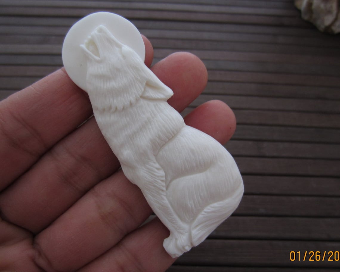 Excellent Howling Wolf Ox Bone Carving Jewelry Making | Etsy