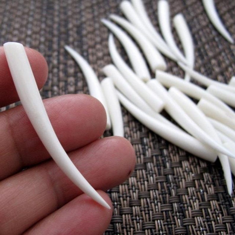 Matched Pair of Hand Carved Buffalo Bone Tusks , Buffalo Bone Carving ...