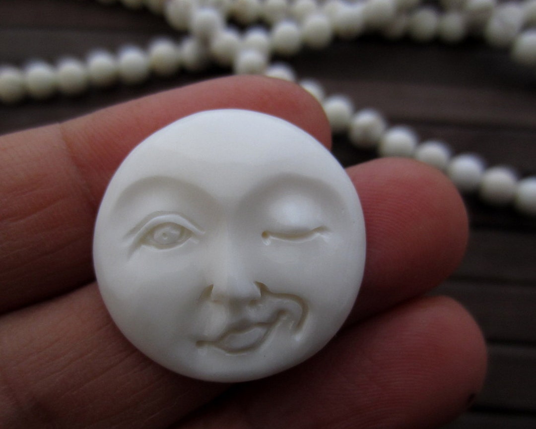 Winking Moon Face, 25 Mm Cabochon , Flat Back, Jewelry Making Supplies ...