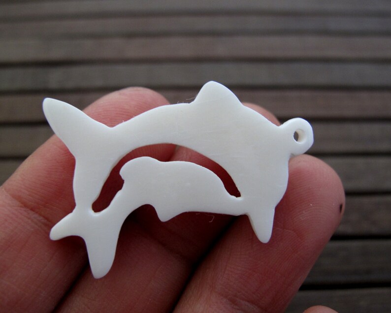 Adorable Carved Two Dolphin Pendant Buffalo Bone Carving - Etsy