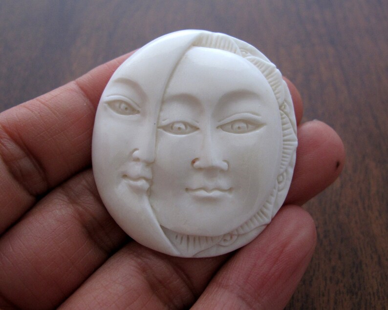 40 Mm Moon Phase With Open Eyes Large Moon Face Hand Carved - Etsy