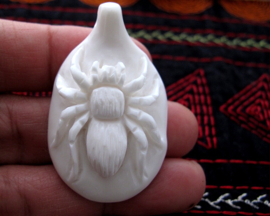 NEW Gorgeously Detailed Carved Spider, Side Drilled, Buffalo Bone ...