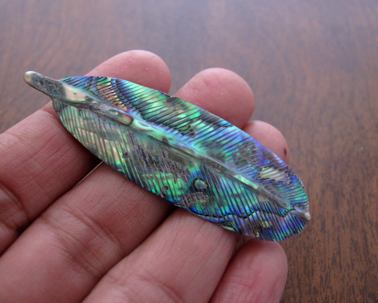 Hand Carved Feather From Abalone Shell NOT Drilled as - Etsy