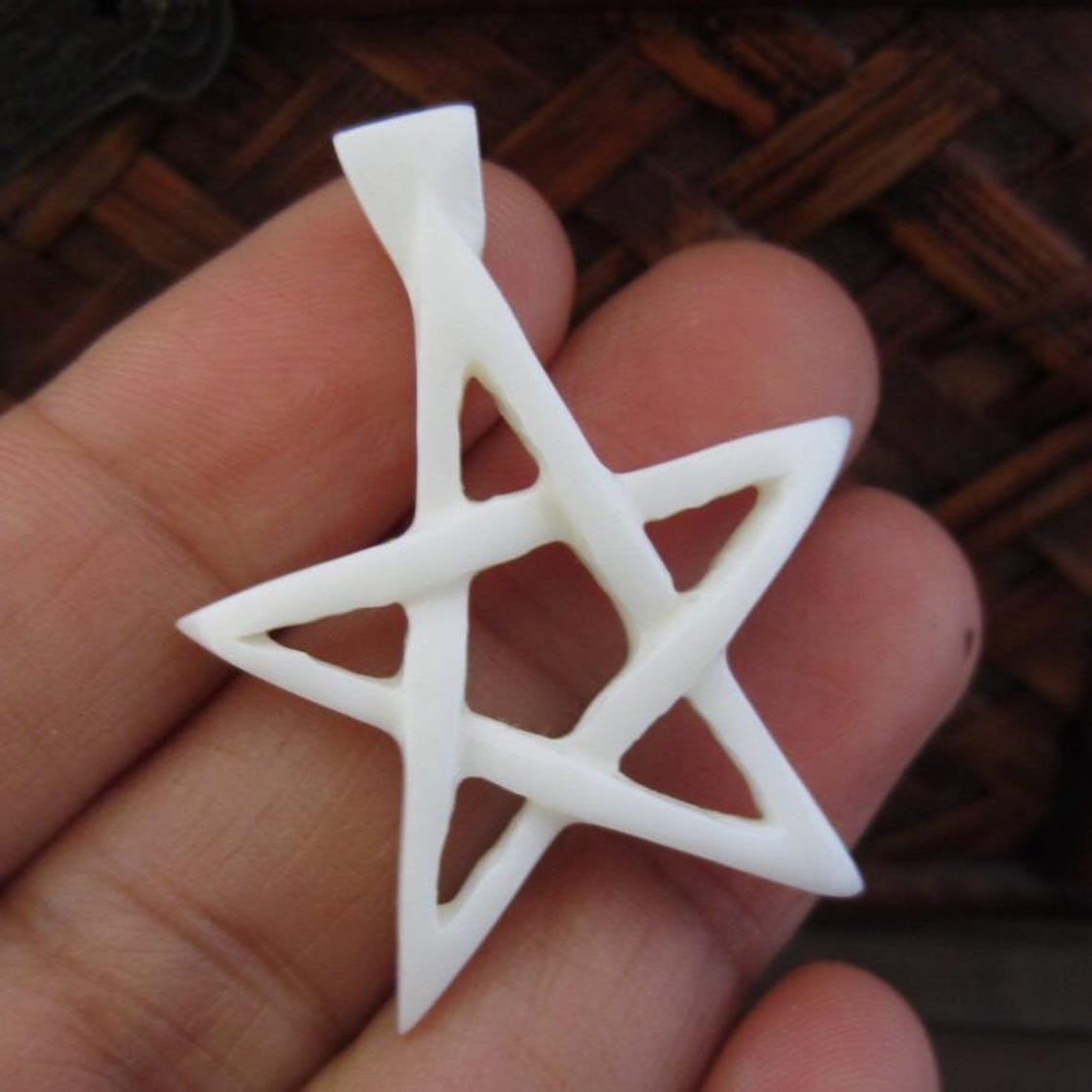 AAA Excellent Hand Carved Pentagram Bone Pendant, Side Drill , Ox Bone ...