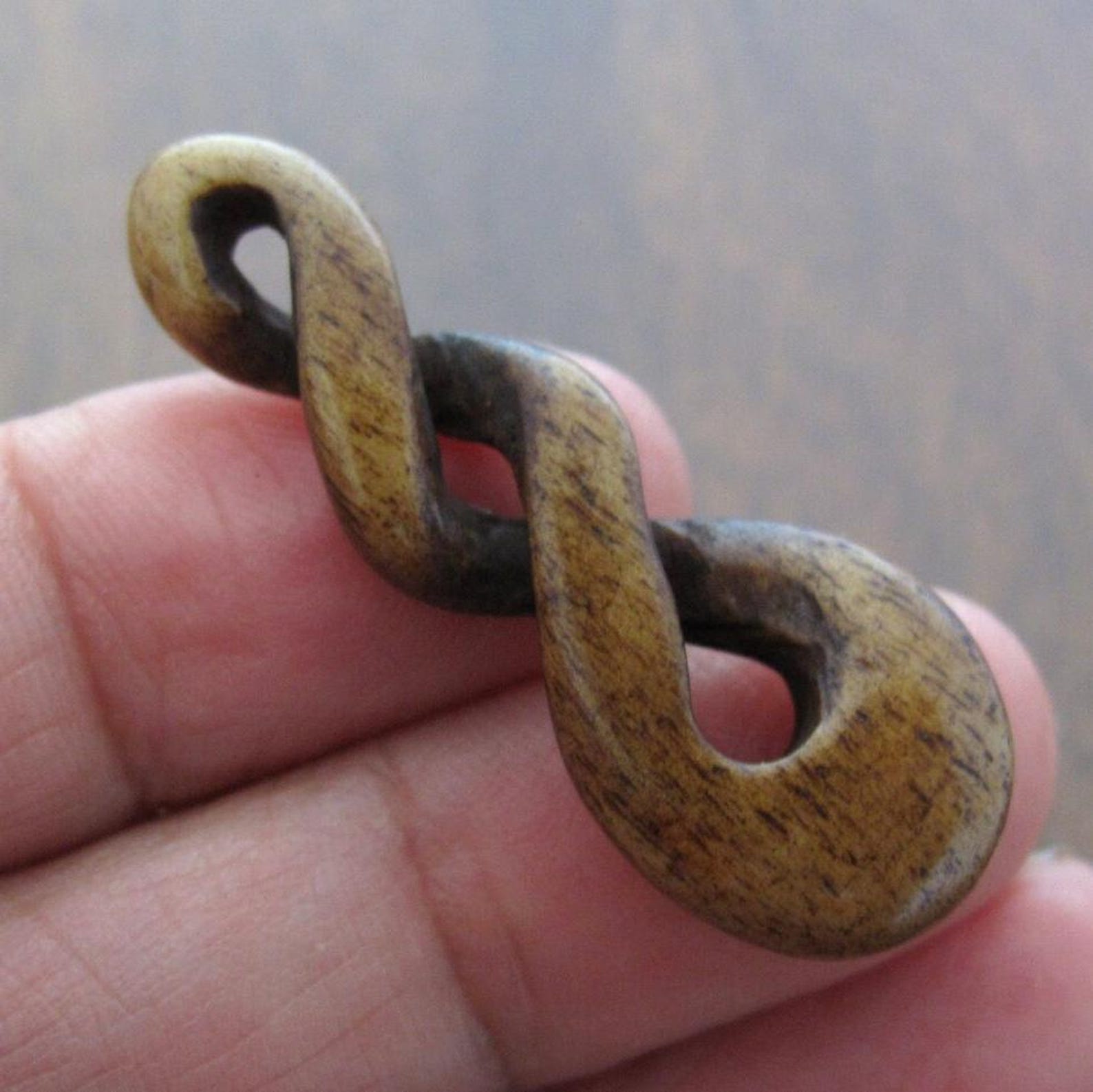 Beautiful Antique Look Infinity Twisted Pendant, Hand Carved Infinity ...