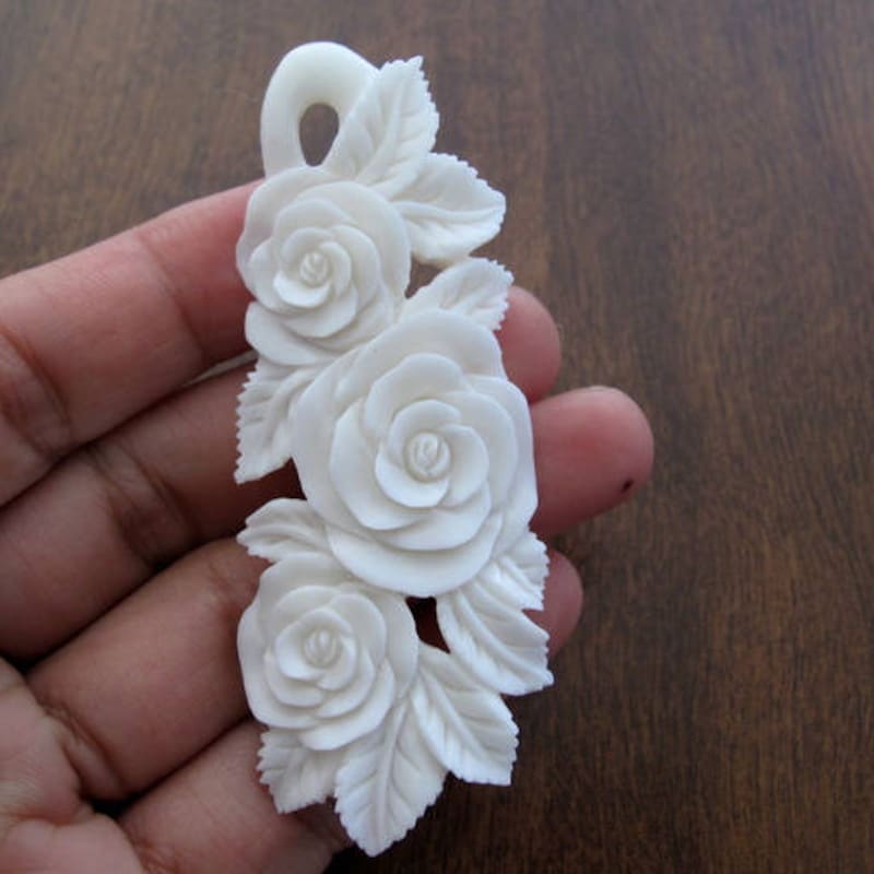 Carved Rose Pendant - Etsy