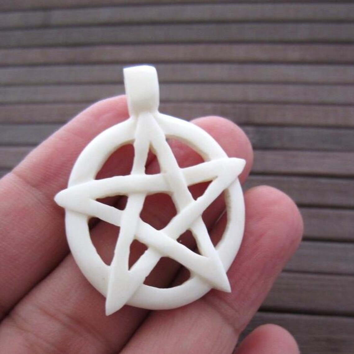 AAA Excellent Hand Carved Pentagram Bone Pendant, Side Drill , Ox Bone ...