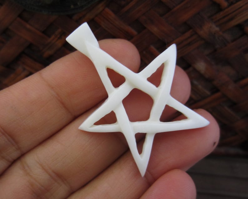 AAA Excellent Hand Carved Pentagram Bone Pendant, Side Drill , Ox Bone ...