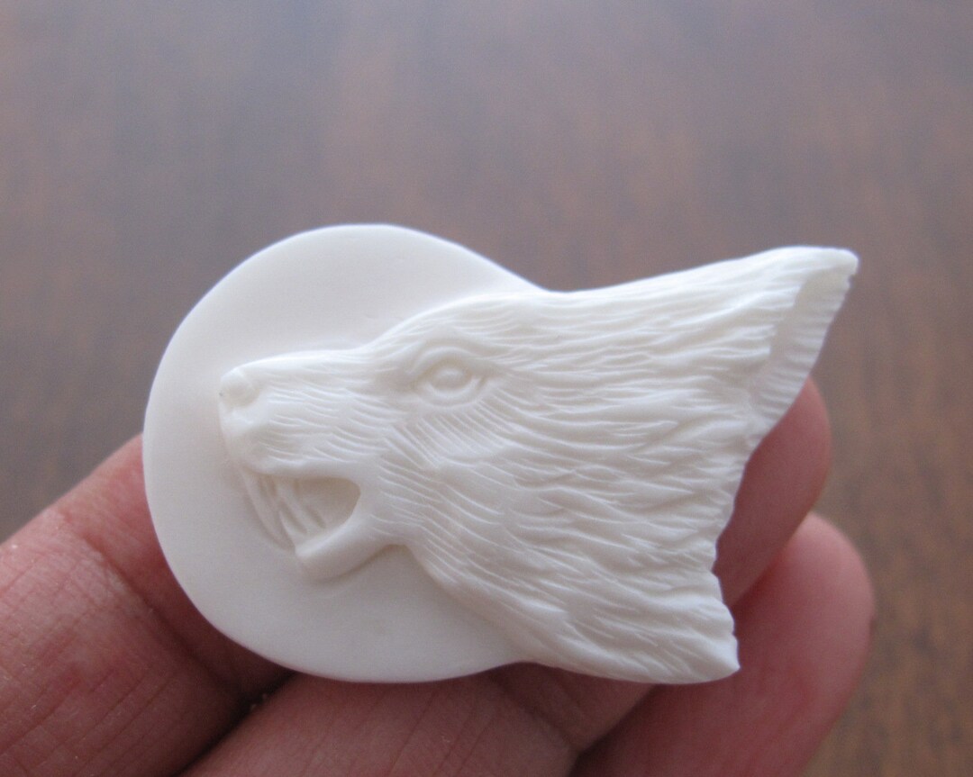 Excellent Hand Carve Wolf Head , Water Buffalo Bone Carving, Jewelry ...