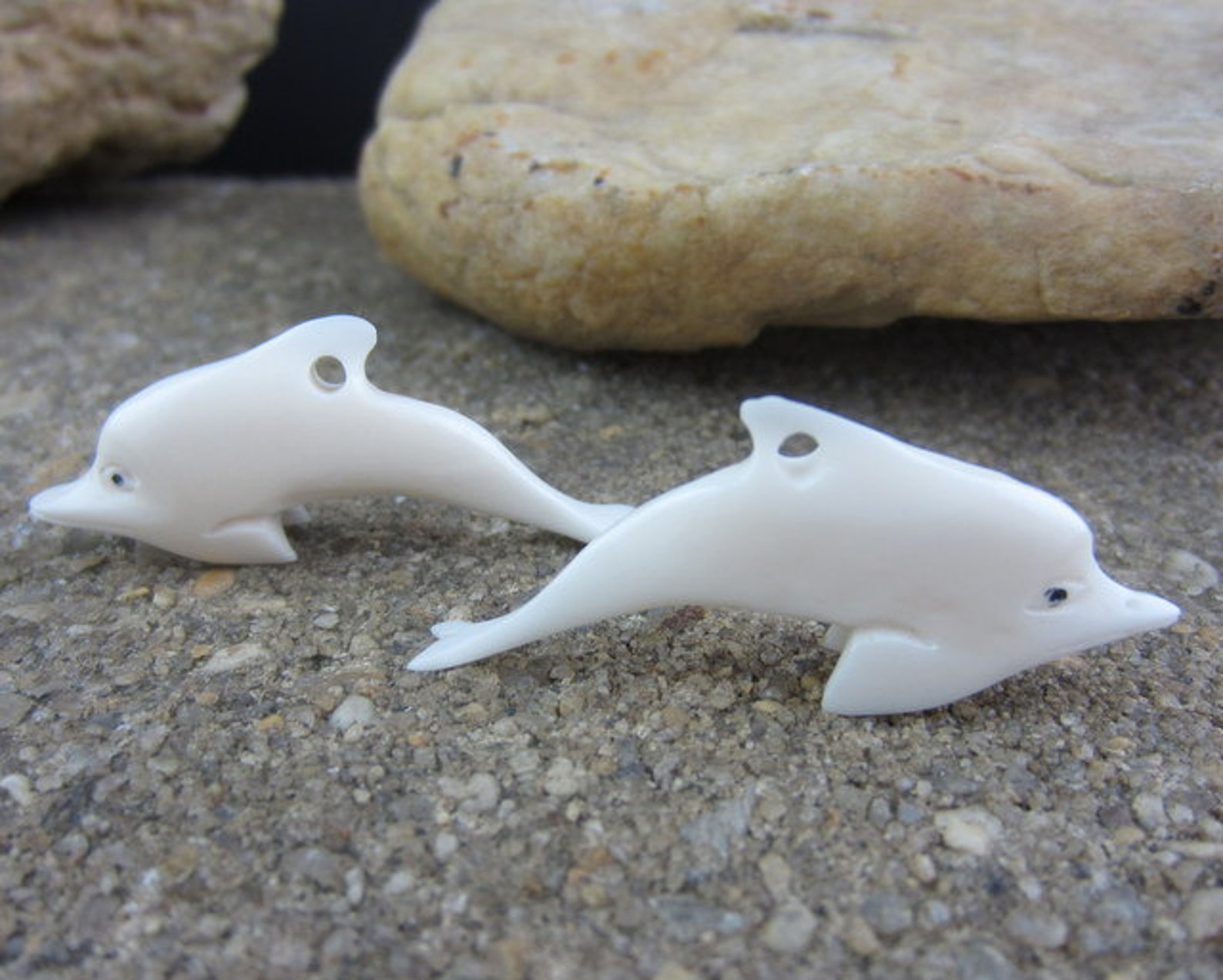 Adorable Dolphin Beads Bone Beads Bone Carving - Etsy