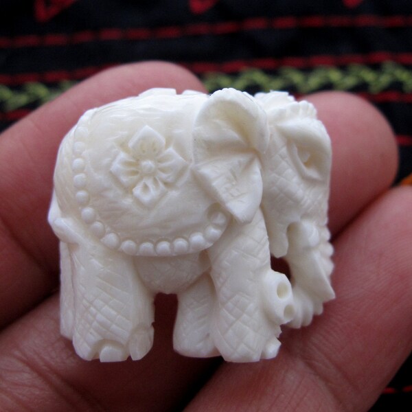 Carved Bone Elephant - Etsy