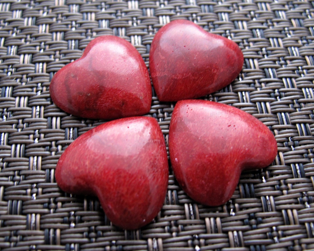 One Piece Beautiful Flat Back Heart Shape Red Coral Cabochon, Jewelry ...