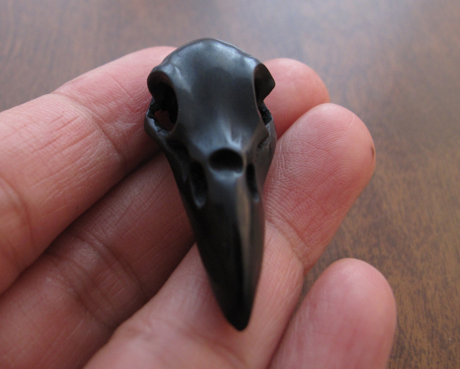 Gorgeously Detailed Raven Skull ,NATURAL LOOK, Not Drilled, Hand Carved ...