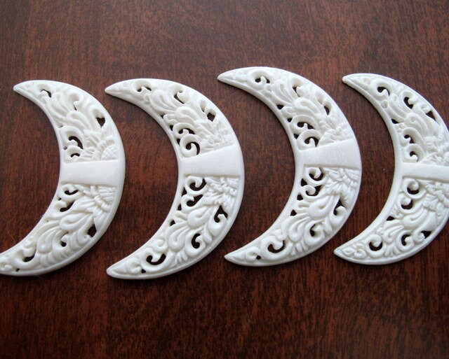 Large Engraved Crescent Flat Back Carved Half Moon Jewelry - Etsy