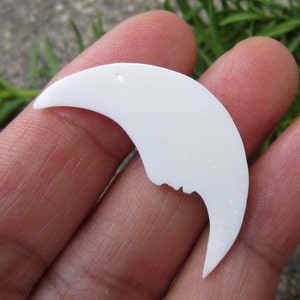 Intricate Hand Carved Bone Crescent Moon Cabochon,flat Back ...