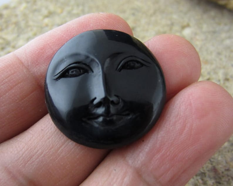 Gorgeous 25mm moon face with open eyes in Carved Buffalo | Etsy