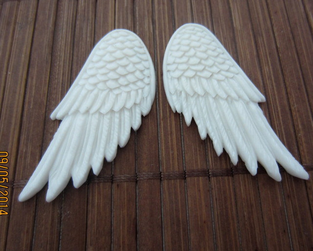 Handmade Carved Wing PAIR, Seraphim, Single Sided, 50mmx20mm, Angel ...