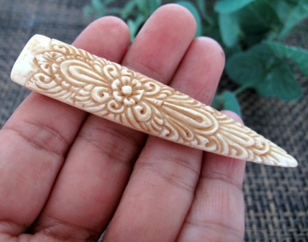 Excellent Detail Hand Carved Buffalo Bone Tusk , Buffalo Bone Carving ...