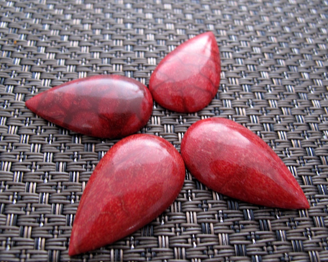 SALE Tear Drop Red Coral Cabochon, Jewelry Making Supplies B8622 - Etsy