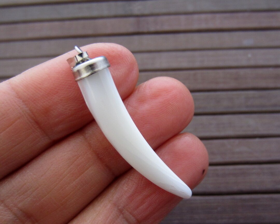 Hand Carved Tusk Pendant , Mother of Pearl, , Jewelry Making Supplies ...