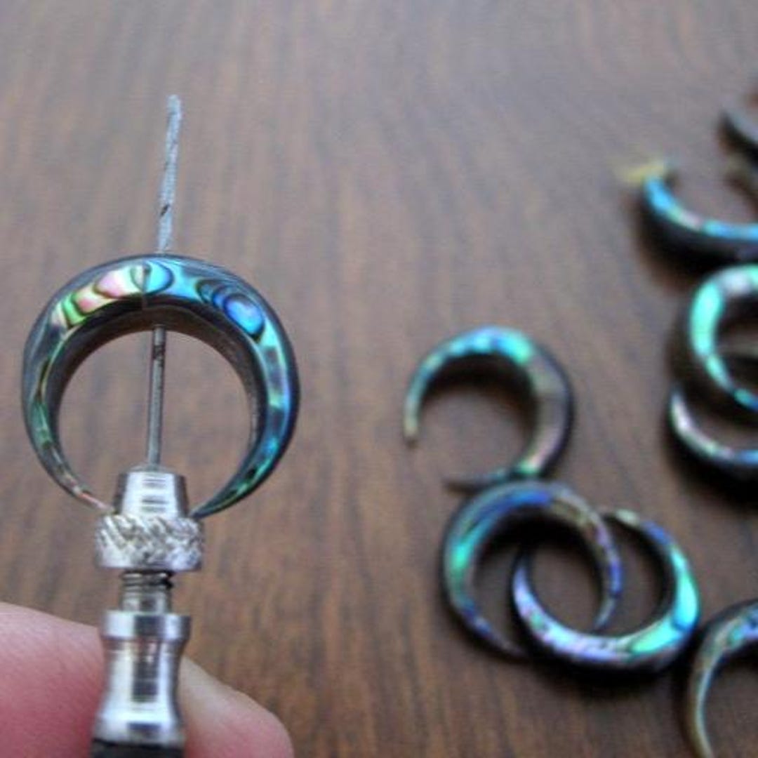15mm Double Horn Crescent, Paua Inlay Buffalo HORN Carving, Drilled ...