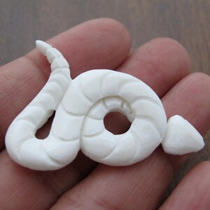 Small Coiled Snake , Buffalo Bone Carving, Serpent Charm , Jewelry ...