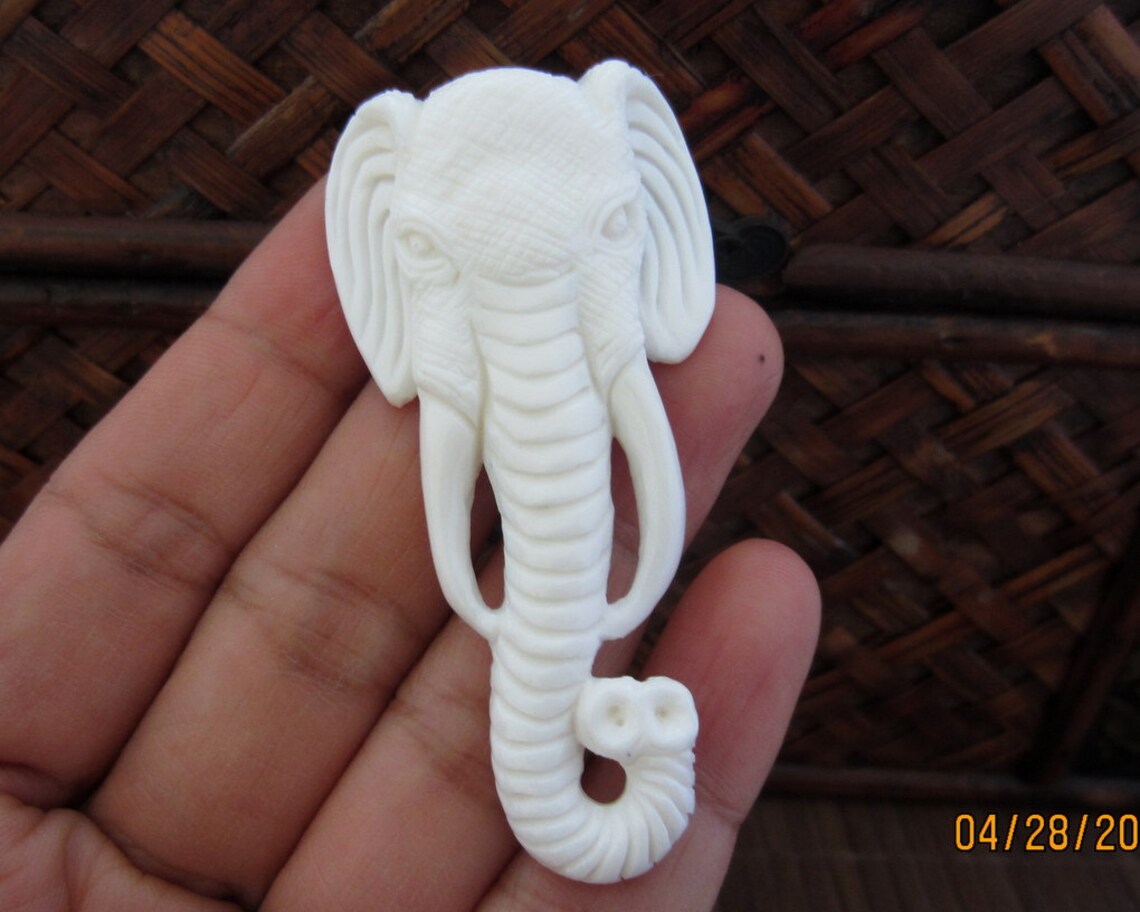 Sale Extra Large Gorgeous Detail Hand Carved Elephant, Bone Carving ...