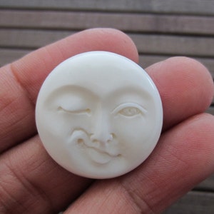 Winking Moon right Eye, 25mm Moon Face Cabochon, Buffalo Bone Carving ...