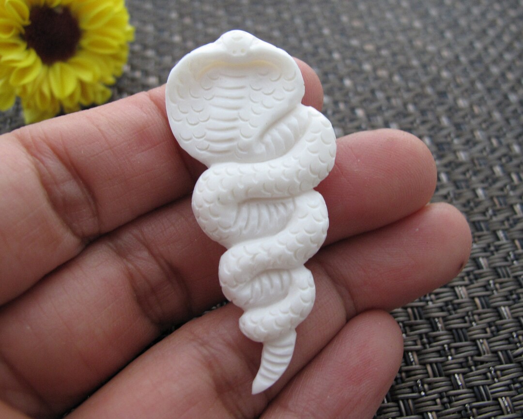 Hand Carved Cobra Snake, Bone Carving, Jewelry Making Supplies B8686 - Etsy