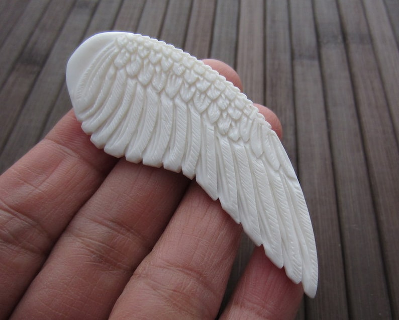SALE 70mm X 24mm Double Sided Carved Angel Wing Bone Carving - Etsy