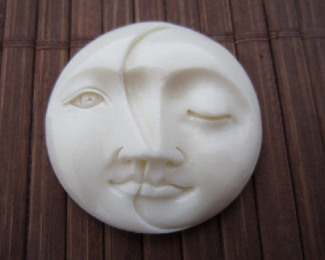 30 Mm Closed Eye Moon Face With Open Eye Crescent Moon | Etsy