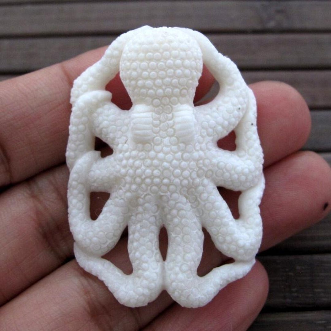 Elaborate Detail Hand Carved Octopus , Bone Carving, Jewelry Making ...