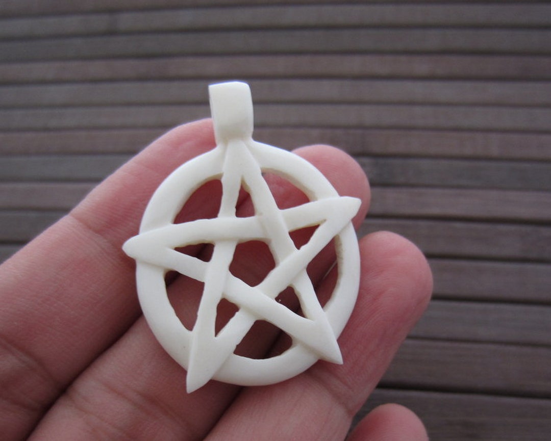AAA Excellent Hand Carved Pentagram Bone Pendant, Side Drill , Ox Bone ...