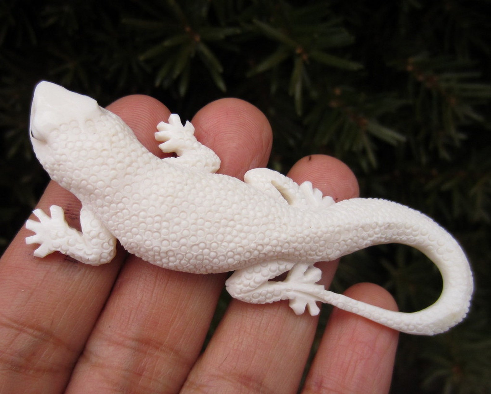 Amazing Detail Hand Carved Large Gecko Balinese Carving Bone | Etsy