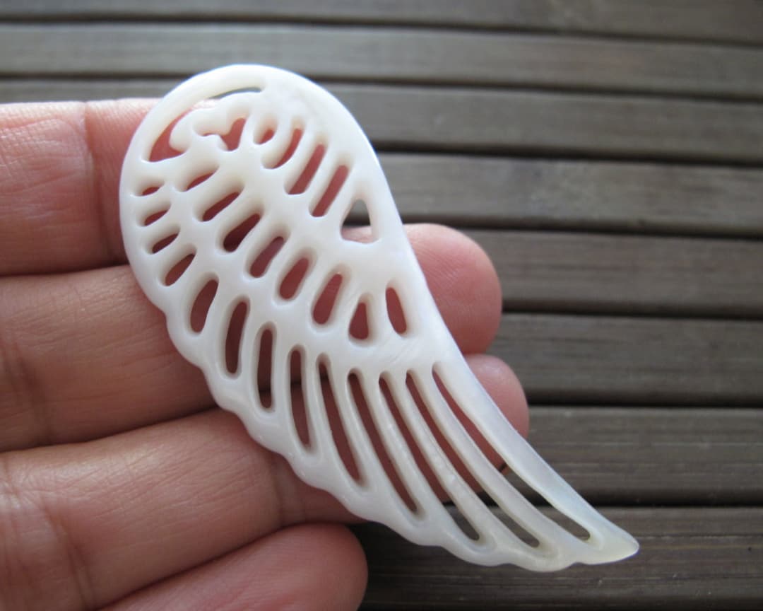 Intricate Carved Wing From Mother of Pearl, Double-sided Carved Angel ...
