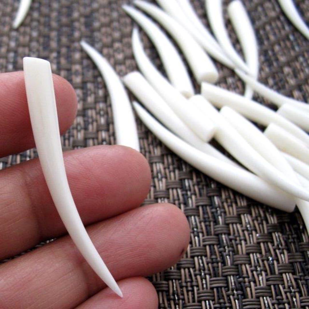 Matched Pair of Hand Carved Buffalo Bone Tusks , Buffalo Bone Carving ...