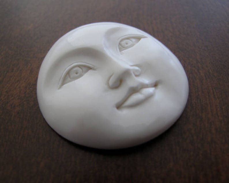 40 Mm Moon Face With OPEN Eyes, Large Moon Face, Hand Carved Buffalo ...