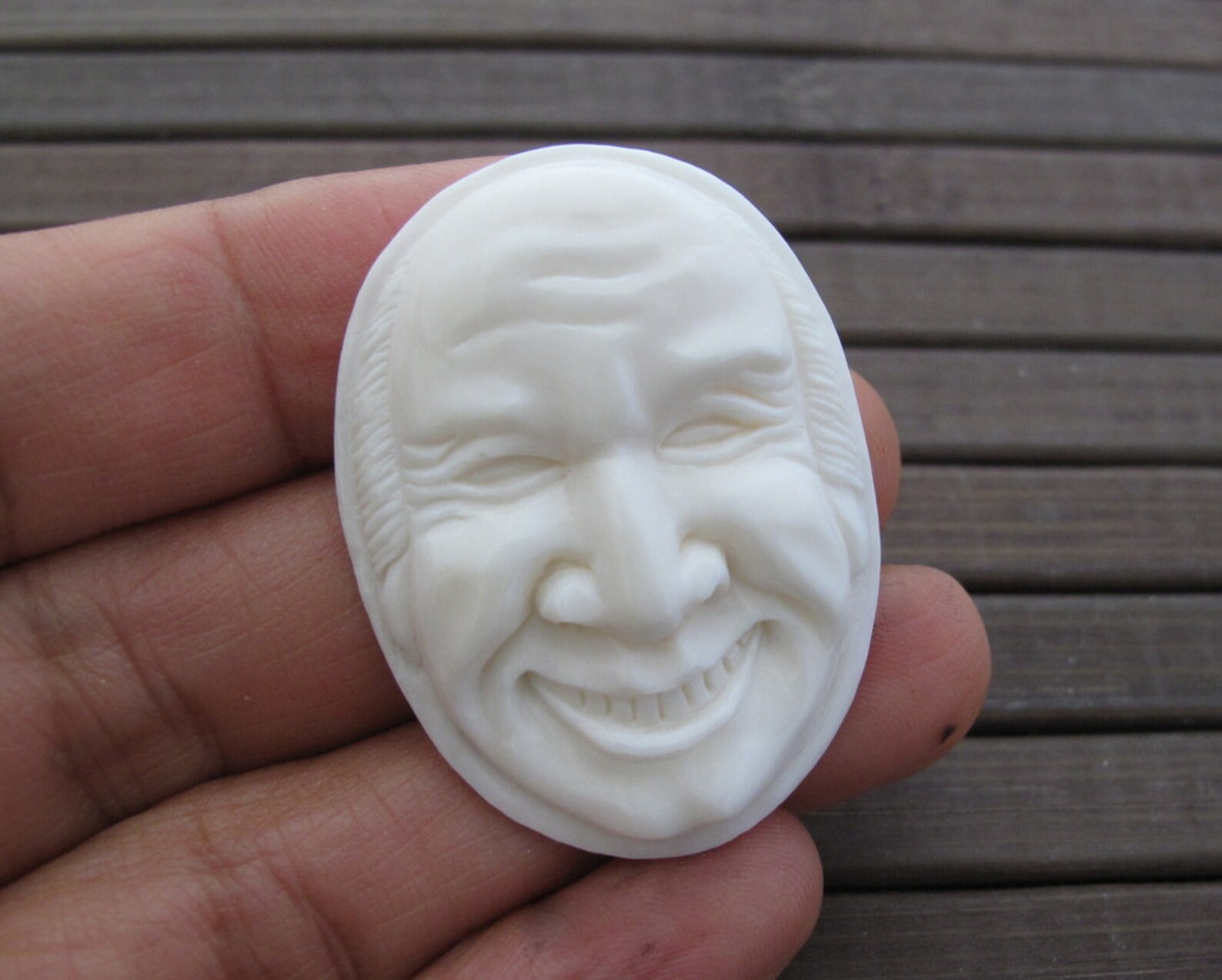 SALE Hand Carved Happy Man Face Bone Cabochon Cameo - Etsy