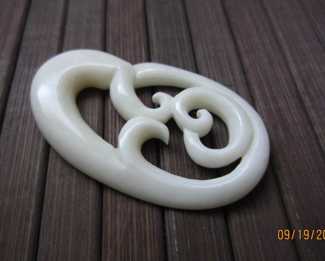 Gorgeous Bone Koru Hook From Buffalo Bone , Stringing, Tribal Pendant ...
